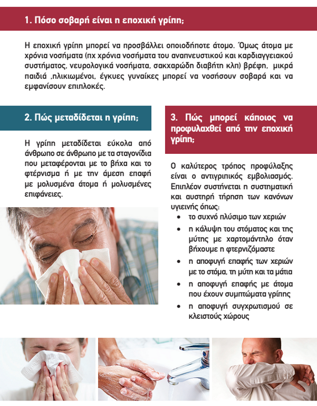 Οδηγίες για την εποχική γρίπη και τον αντιγριπικό εμβολιασμό