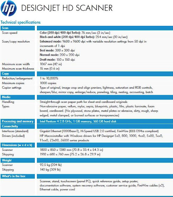 HP Designjet HD Scanner A0 - Jual Peralatan IT