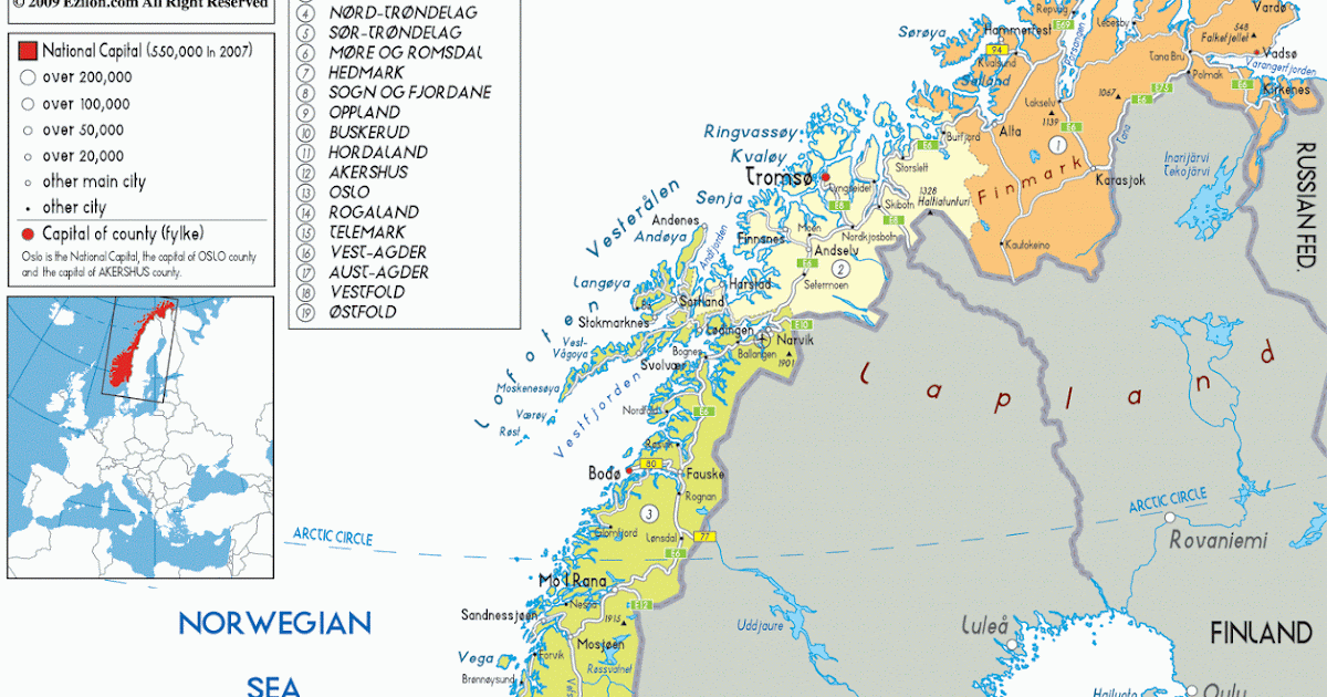 NORWAY - GEOGRAPHICAL MAPS OF NORWAY ~ Klima Naturali™