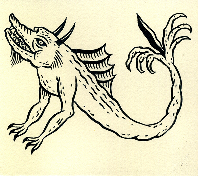 Scritchy Pictures: Three-Toed Split-Tailed Monster