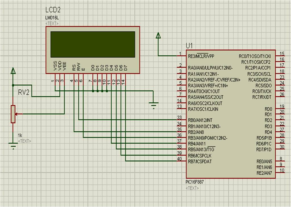 Usando la Lcd con Proteus y MikroC en pic16f887