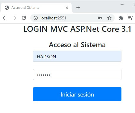 ASP.NET Core 3.1 - LOGIN en MVC con C# y ADO.Net