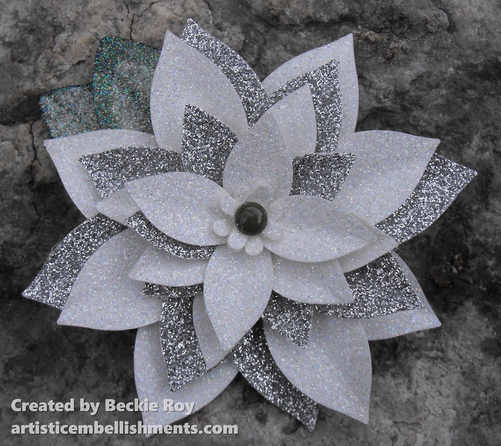 Artistic Embellishments: Festive Flower made of Silver & Diamonds