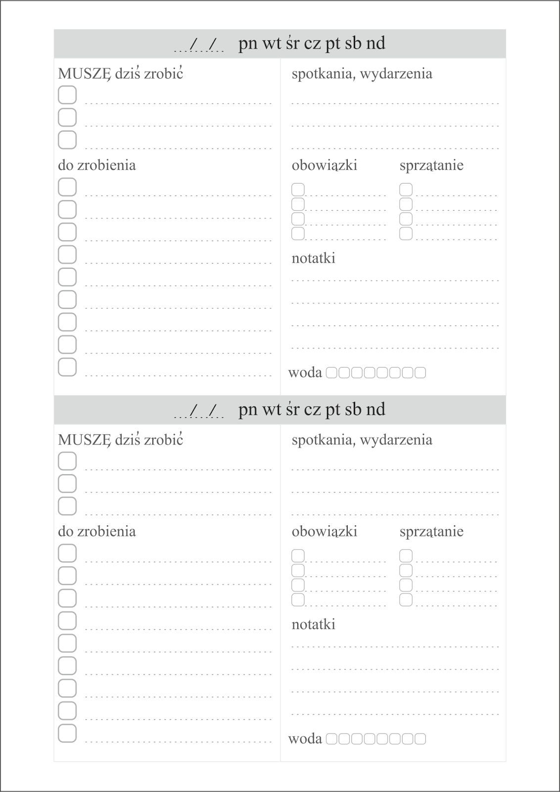 DIY Planer - organizer do wydrukowania | Piafka