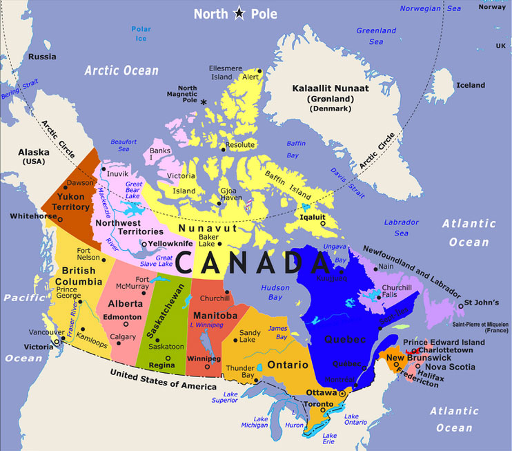 Canada mapa político