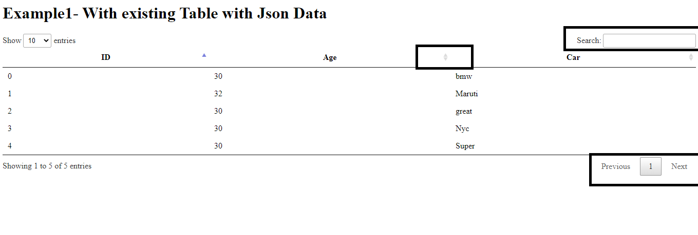 DataTable with searching, sorting, paging using jQuery DataTable with searching, sorting, paging using jQuery