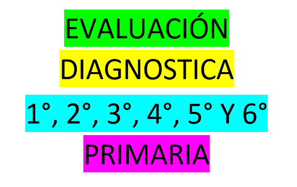 EVALUACION DIAGNOSTICA PARA 1°, 2°, 3°, 4°, 5° Y 6° GRADO PRIMARIA CICLO ESCOLAR 2021-2022.