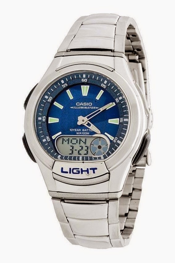 Casio AQ-180WD-2AVDF Watch Silver and Navy Blue