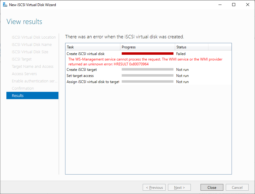 The WS-Management service cannot process the request. The WMI service or the WMI provider ...