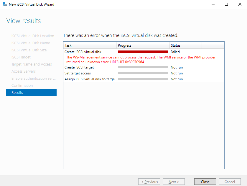The WS-Management service cannot process the request. The WMI service ...