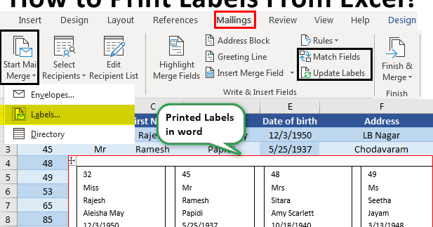 How to print labels from excel
