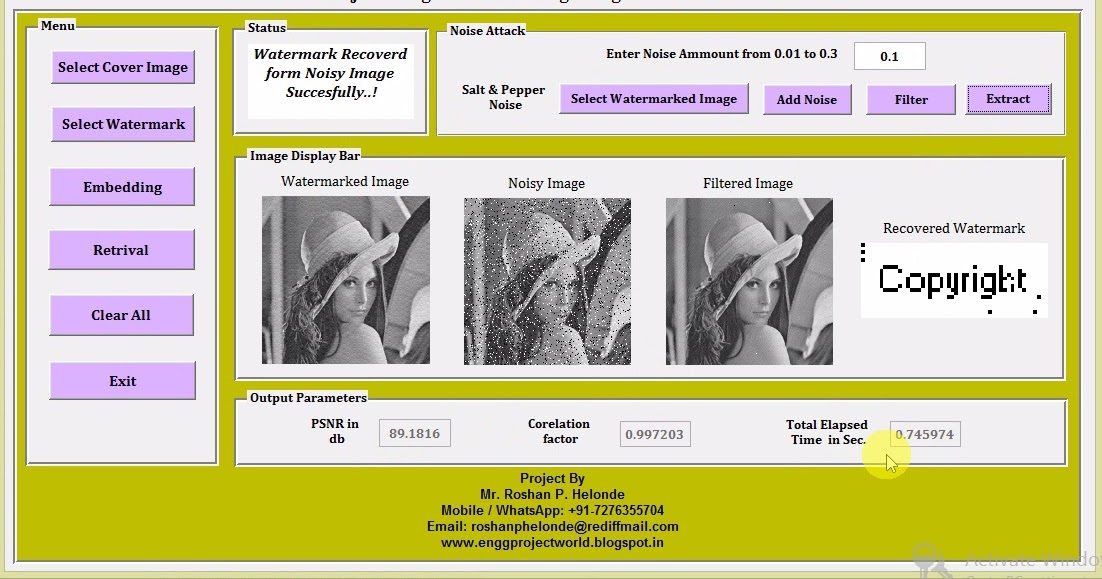 Matlab Project Image Watermarking Using DWT and DCT full Source Code ...