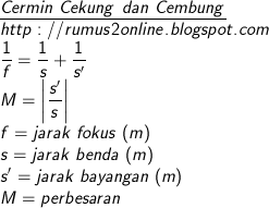 Rumus2 Fisika : Rumus Cermin Datar Cermin Cekung dan Cermin Cembung