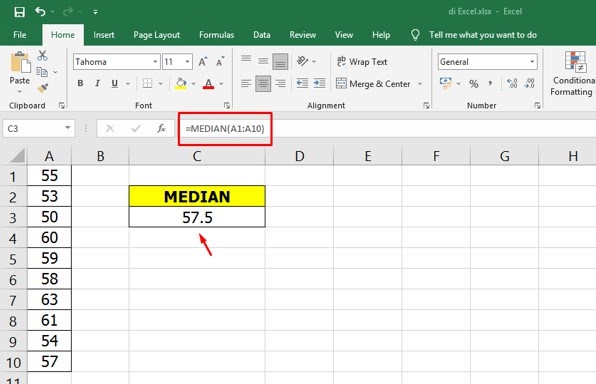 Cara Mencari Median di Excel dengan Rumus Cepat - Gammafis Blog