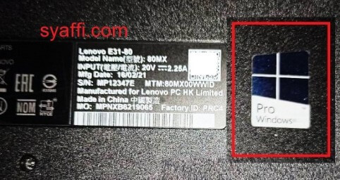 3. Sticker Windows Pro - Windows 10 Product Key