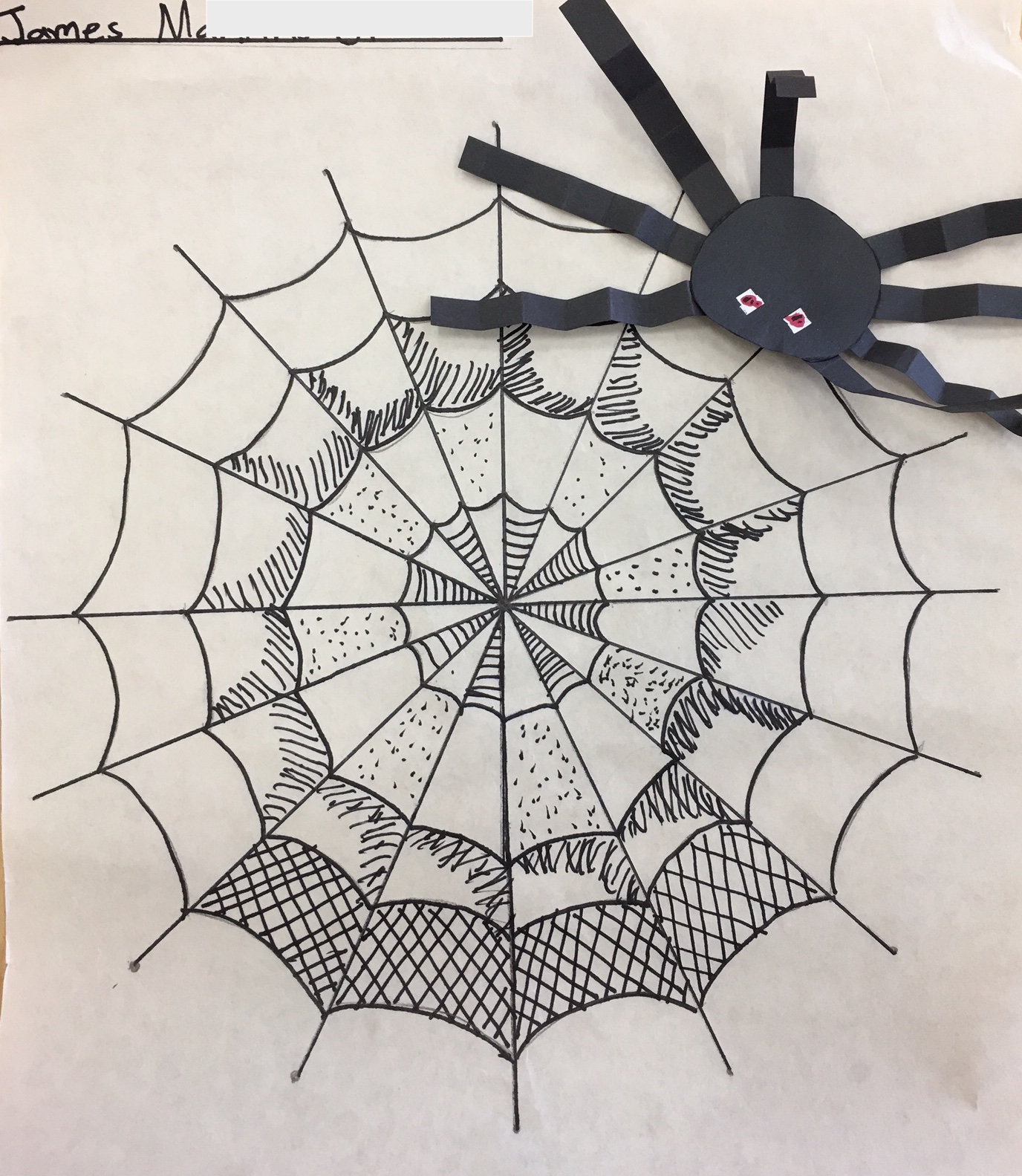 Student Art Gallery: Gr. 3 & 4 Zentangle Spider Webs 2020-21