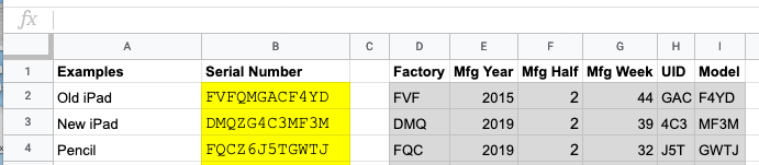 blog.ambor.com: Apple Serial Number Decoding spreadsheet