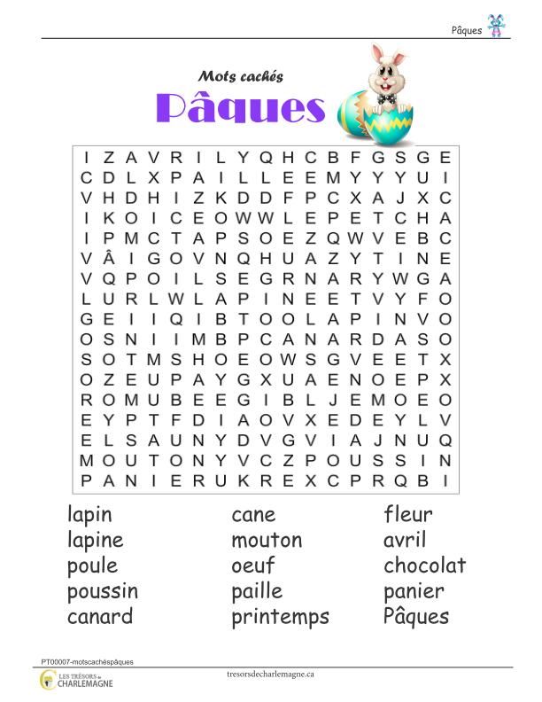 Primària Cicle Superior: Mots cachés de Pâques