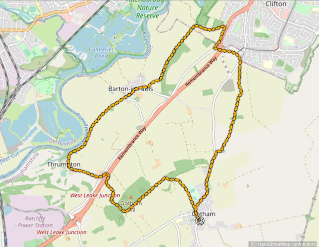 Vale of Belvoir Ramblers: Displaying maps of VBR walks, 4th December 2020