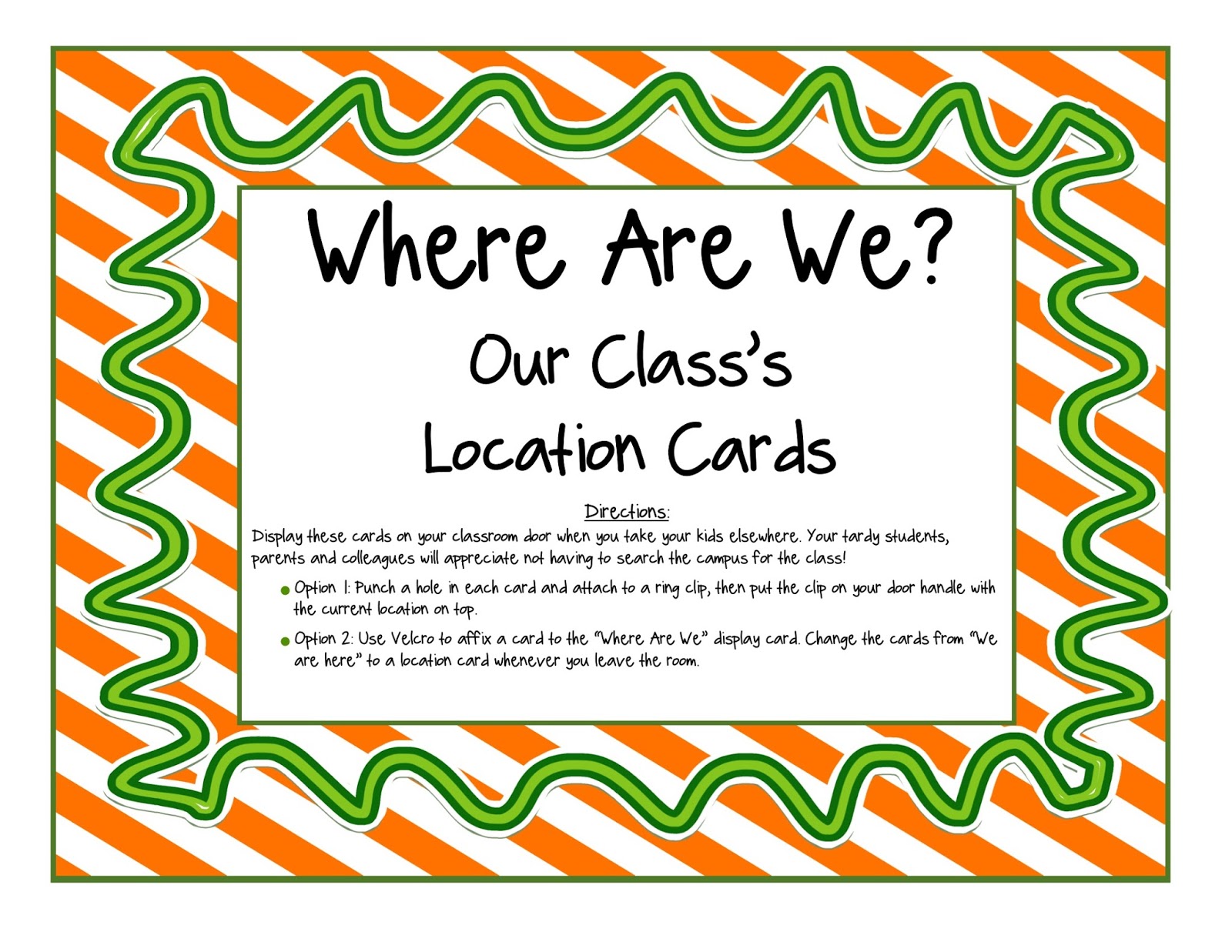 The Apple Tree Room: Where Are We? Class Location Cards
