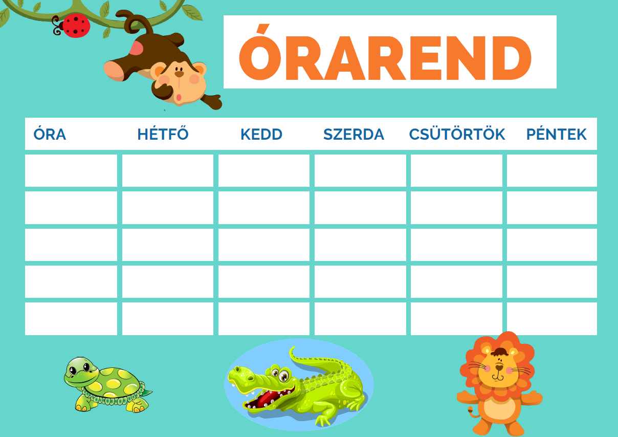 TANÍTÓI KINCSESLÁDÁM: Órarendek 1.