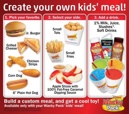 SONIC Wacky Pack Kid Meals Include a DinoTots Toy Through October & $20 ...
