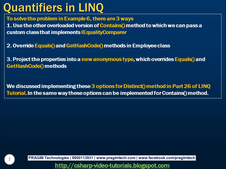 Sql server, .net and c# video tutorial: Part 31 - Quantifiers in LINQ Sql server, .net and c# video tutorial: Part 31 - Quantifiers in LINQ