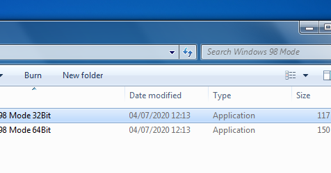 How to add Windows 98 Mode to your start menu