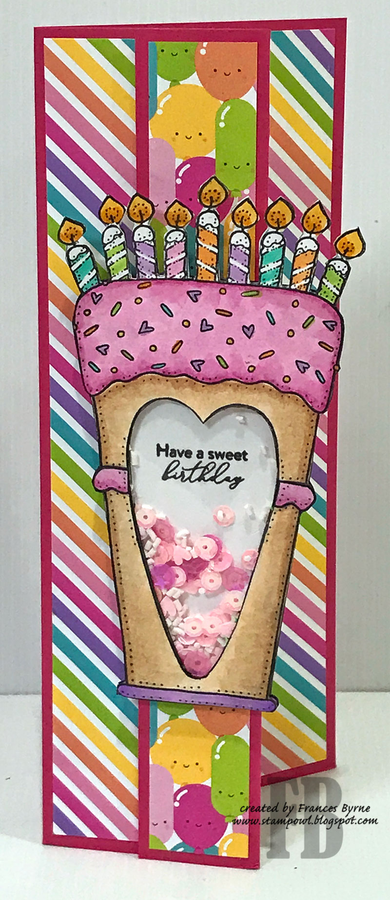 StampOwl's Studio: Birthday Cake Fold Flap Slimline Card