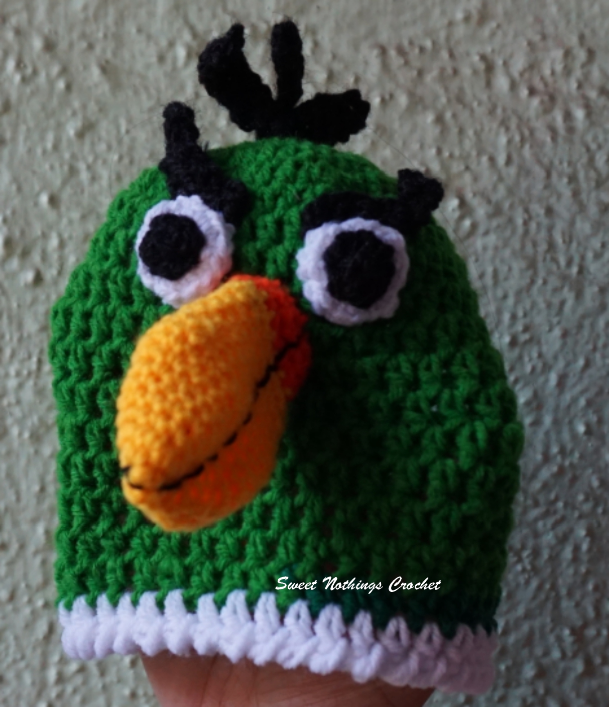 Sweet Nothings Crochet: PREEMIE CAPS 9 : HAL – Green Angry Bird