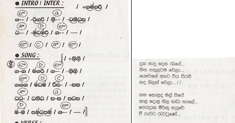 Sinhala Notation , Sinhala Piano Notes , Sinhala Keyboard Notations
