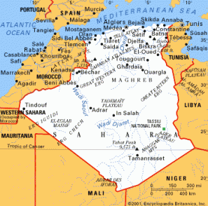 Mapa para imprimir del Mundo Atlas: Mapa de Algeria para imprimir