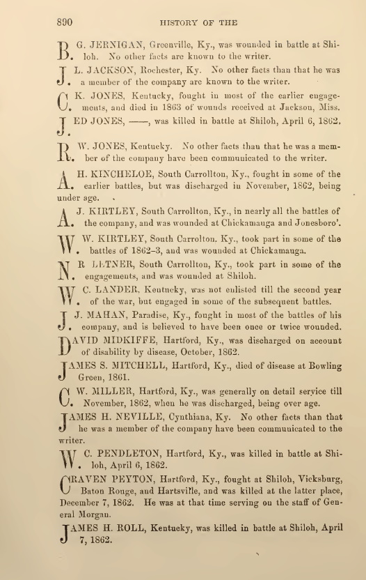Ohio County, Kentucky History: Orphan Brigade - Civil War - CSA