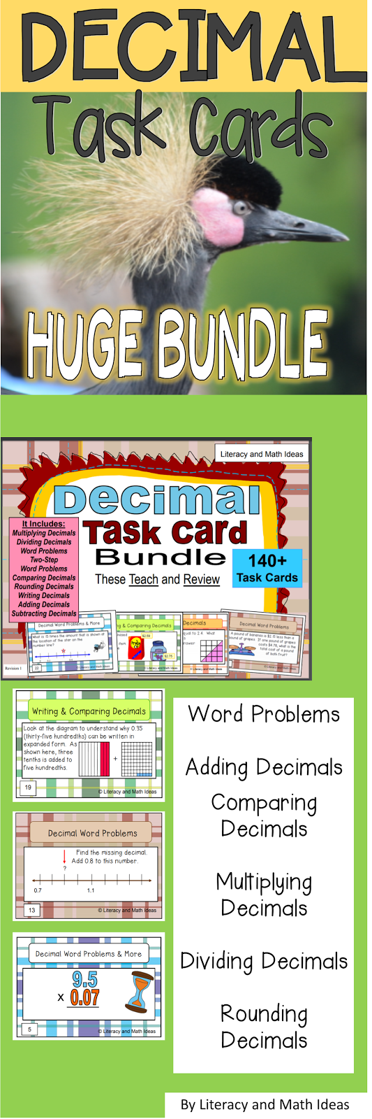 Literacy & Math Ideas: Decimal Task Cards (Great for Test Prep and RTI)