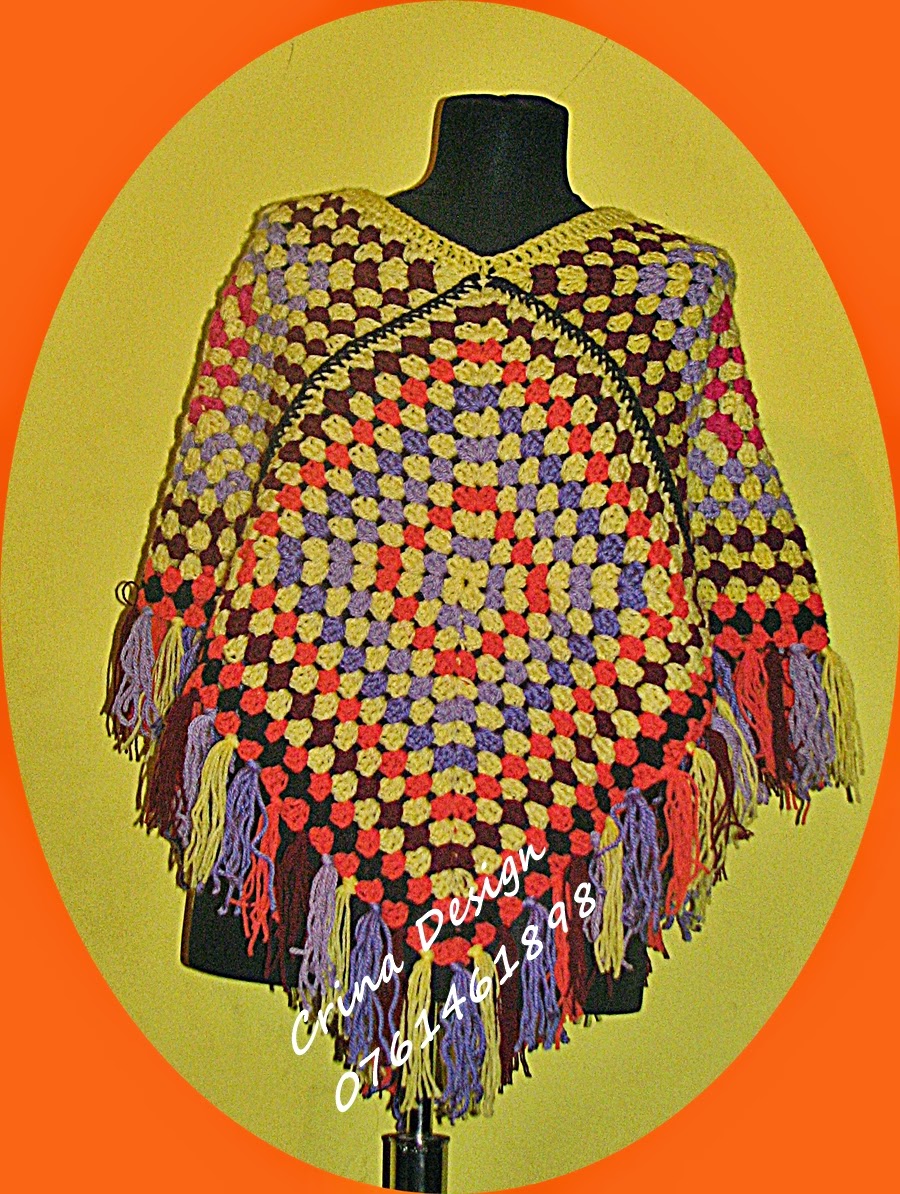 Articole crosetate cu suflet: PONCHO CROSETAT DIN PATRATE