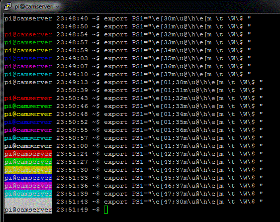 Raspberry Pi Programming: Change the prompt color in BASH