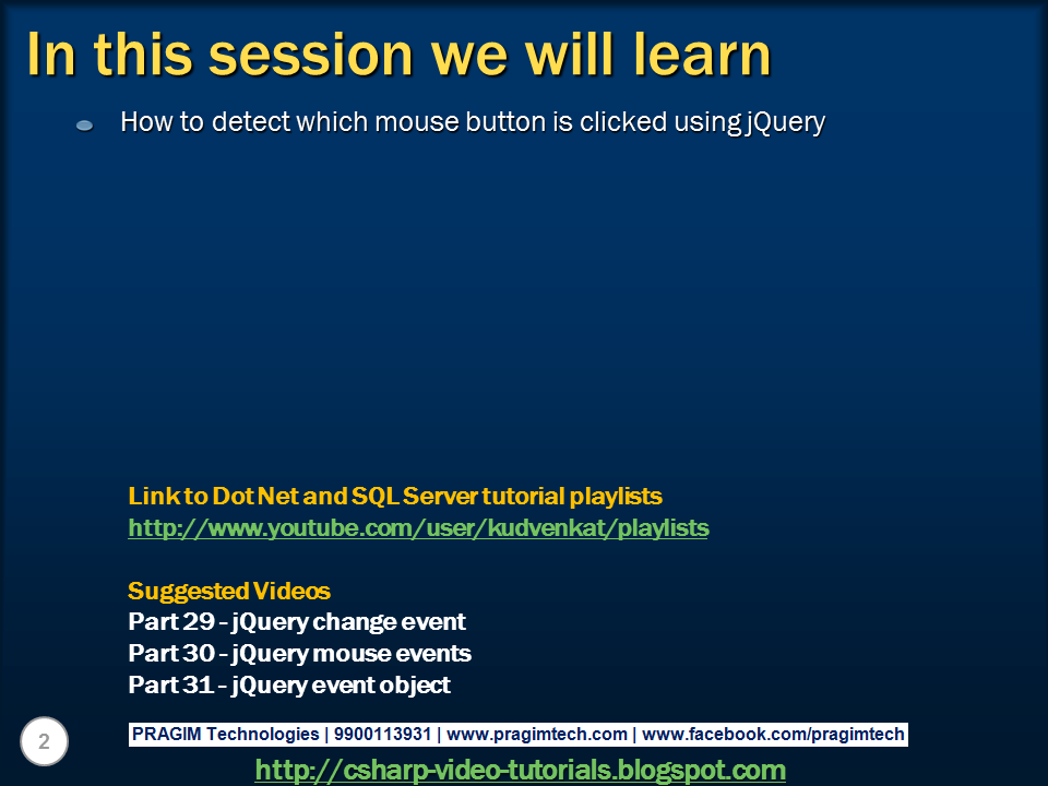 Sql server, .net and c# video tutorial: jQuery to detect which mouse ... Sql server, .net and c# video tutorial: jQuery to detect which mouse ...