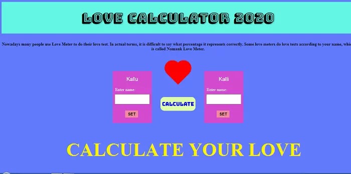 How To Create a LOVE CALCULATOR Website
