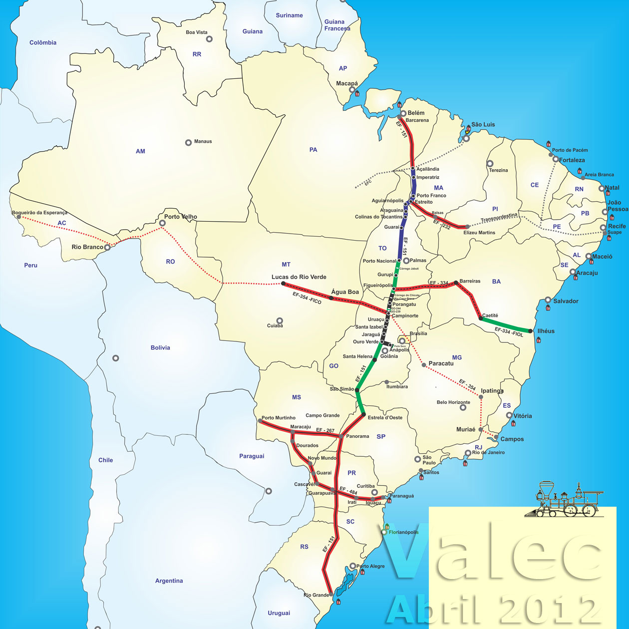 Mapa Ferrovia Norte Sul - RETOEDU