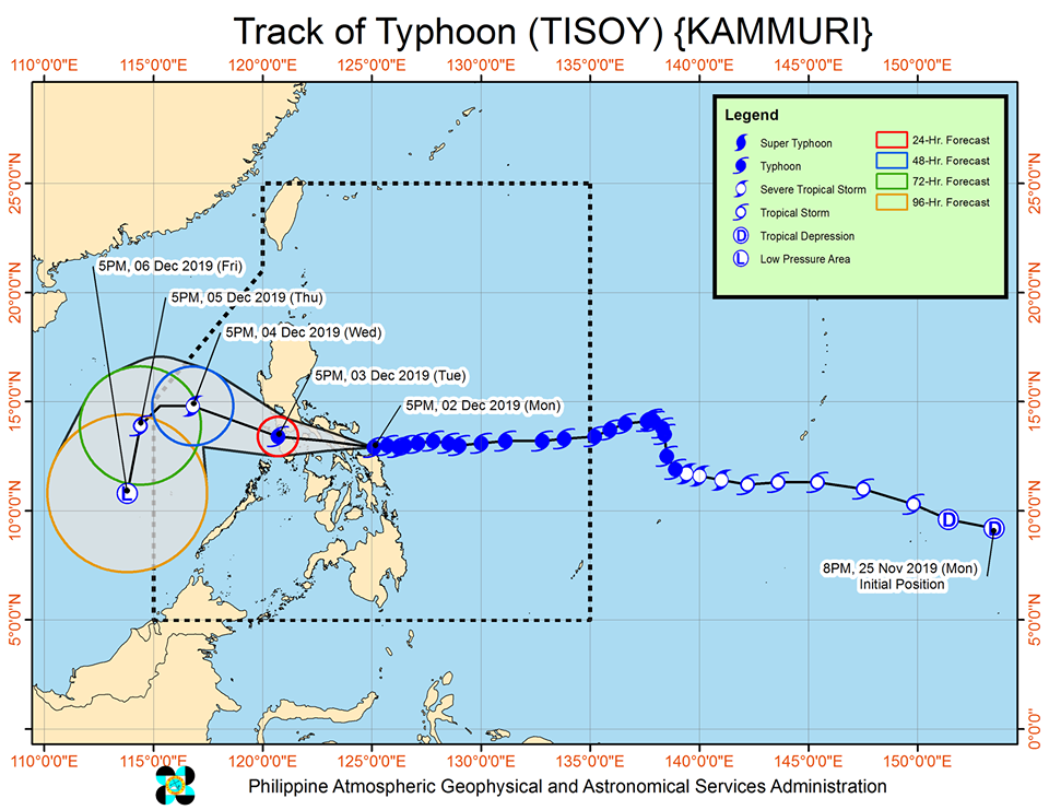 Typhoon Tisoy further intensifies, about to make landfall over Sorsogon