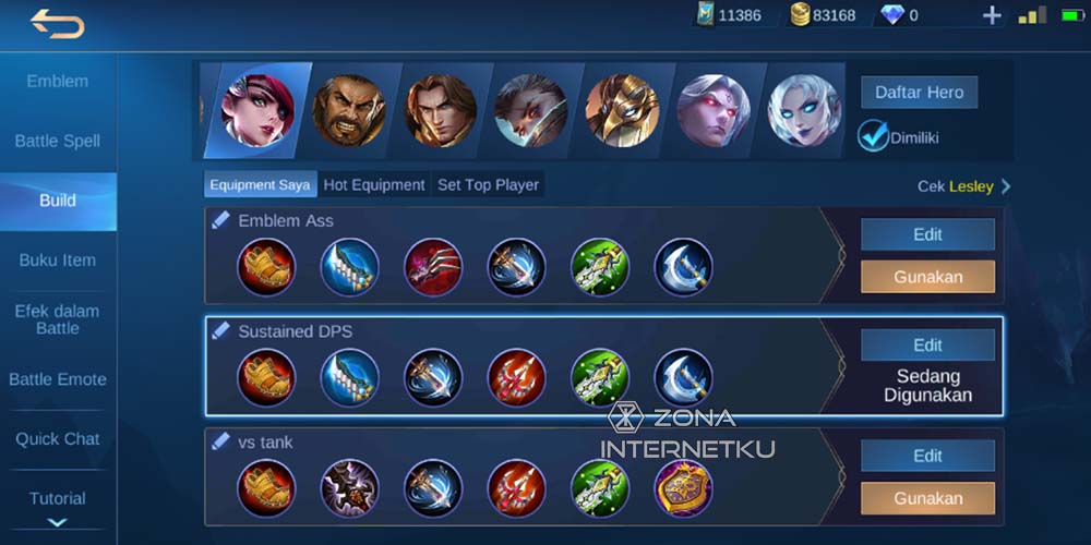 Build Dan Emblem Lesley Tersakit Di Mobile Legends - Zona Internetku