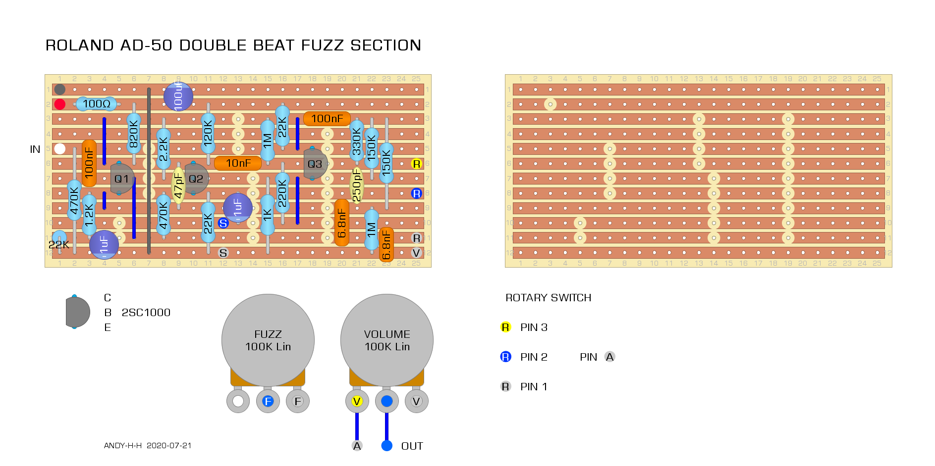 Guitar Effects - Vero - Point to Point - Tag Board Layouts: ROLAND: AD ...