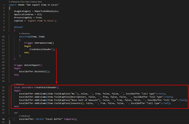 #msdyn365bc - Export To Excel Report.