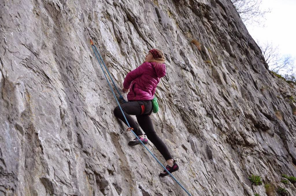 Issy and Finley Climbing: Climbing Outdoors at Malham Cove May 2015 (Issy)