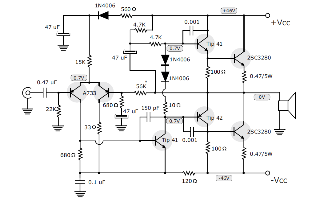 Power Amp AB Quasi Complementary