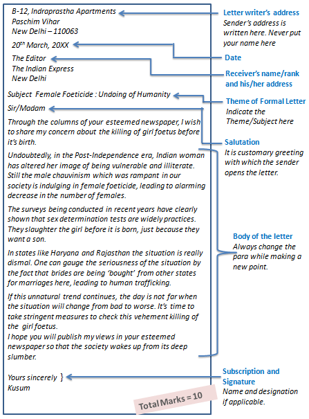 Personal Letter Format Icse - Birthday Letter