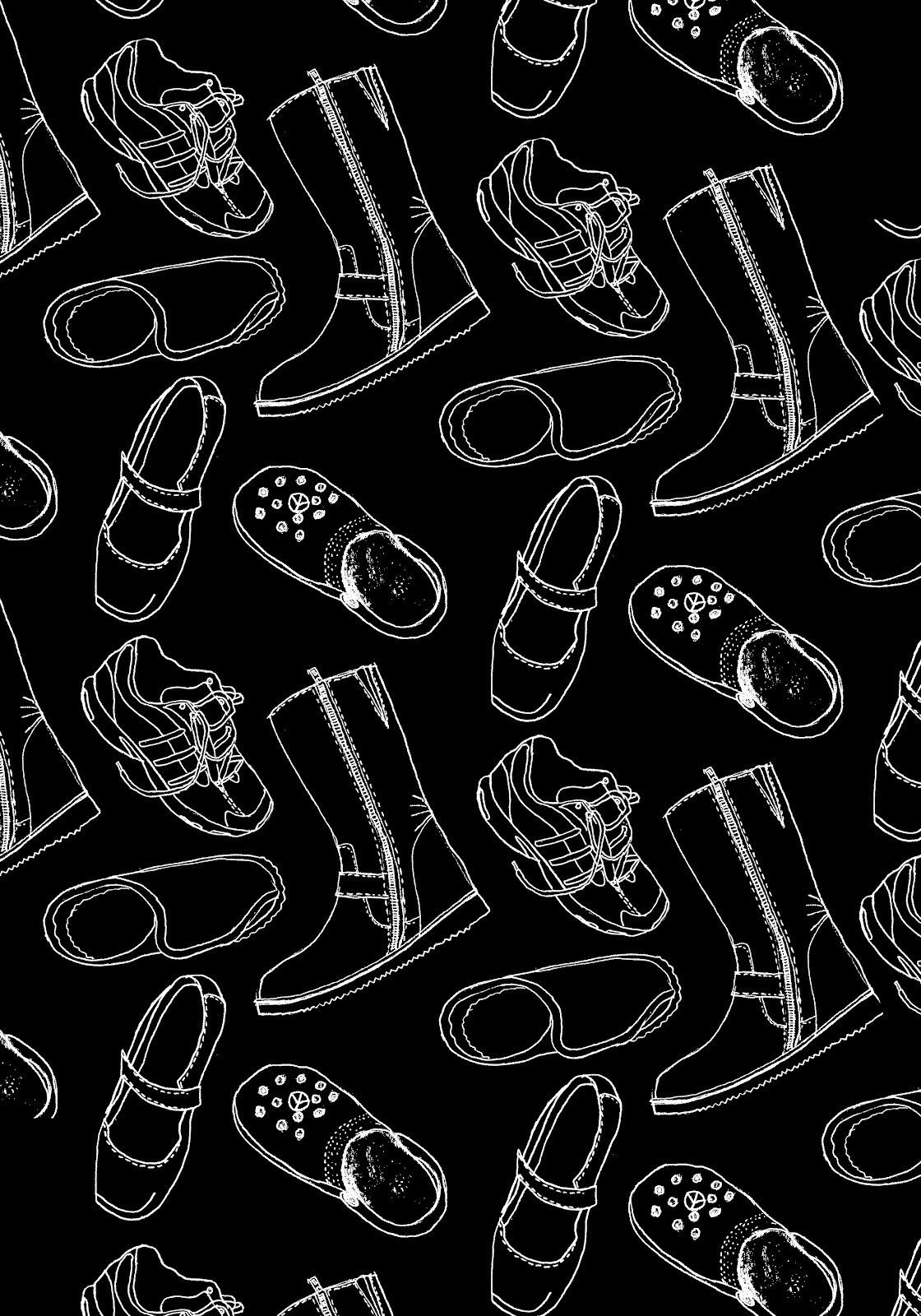 Joanna Woodbridge: Repeat patterns based on shoe drawings
