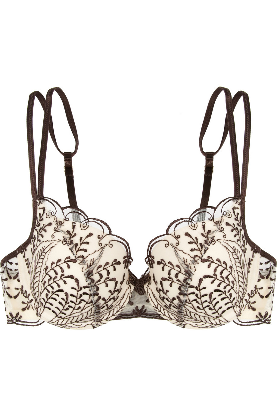 Palm Tree Breeze embroidered mesh balconette bra - Amazing Bridal Look