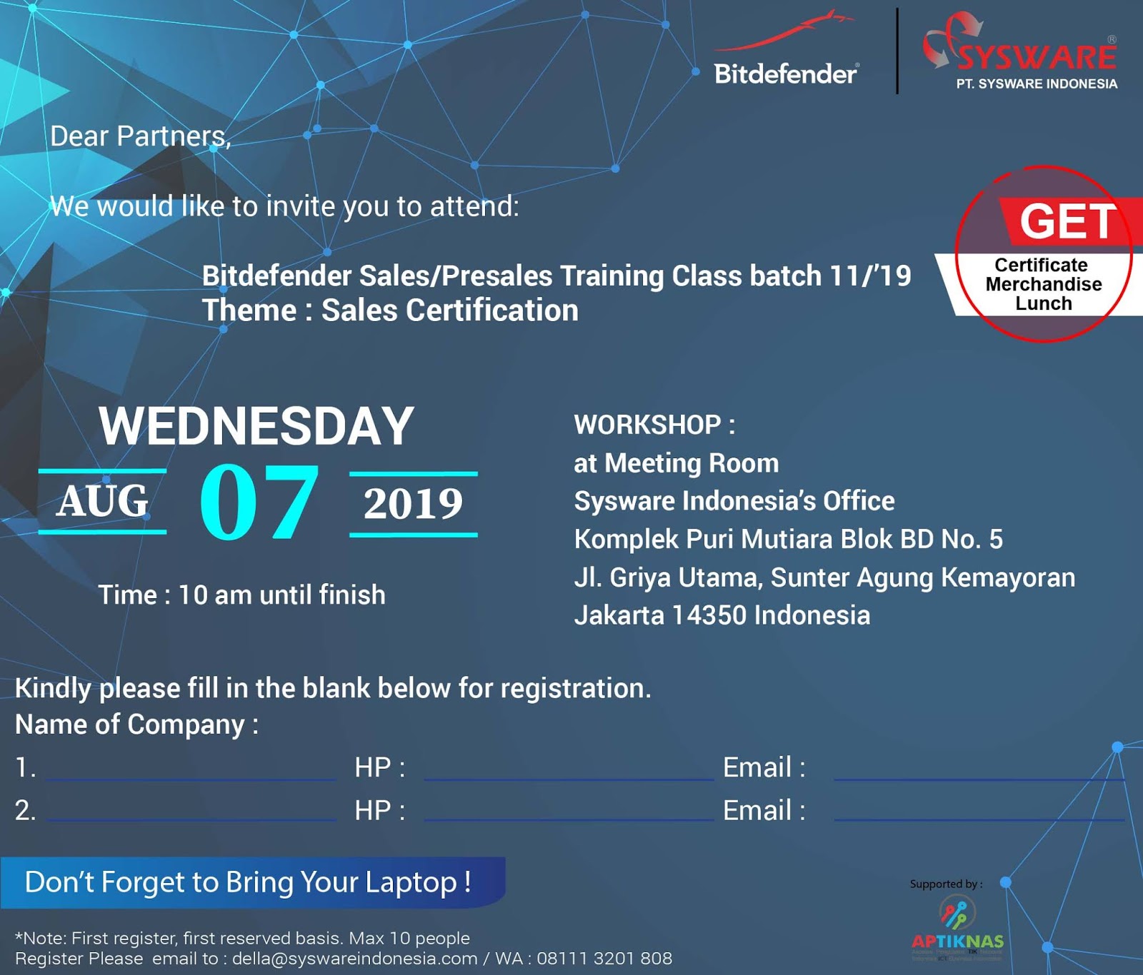 Ikuti Sales Training Barracuda dan Bitdefender - APTIKNAS DKI JAKARTA