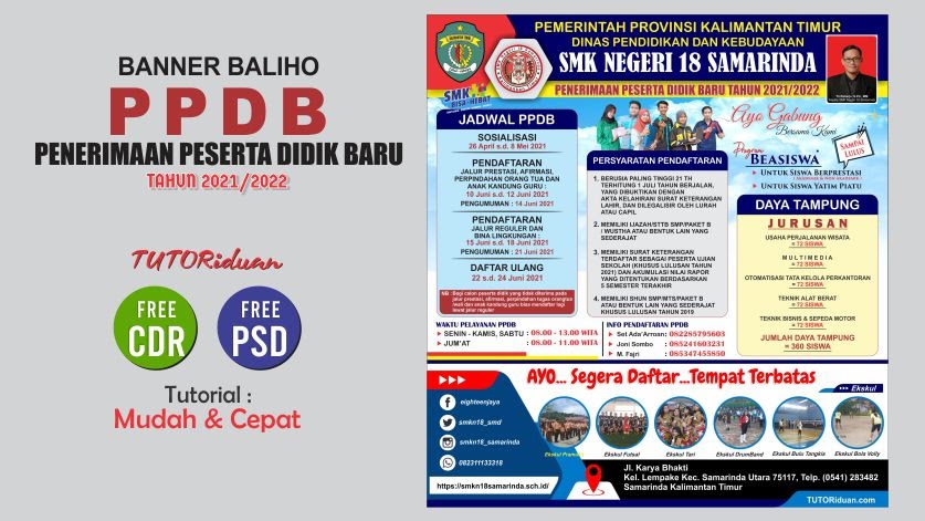 Desain Banner Baliho Pendaftaran PPDB 2021 (Free CDR & PSD ...
